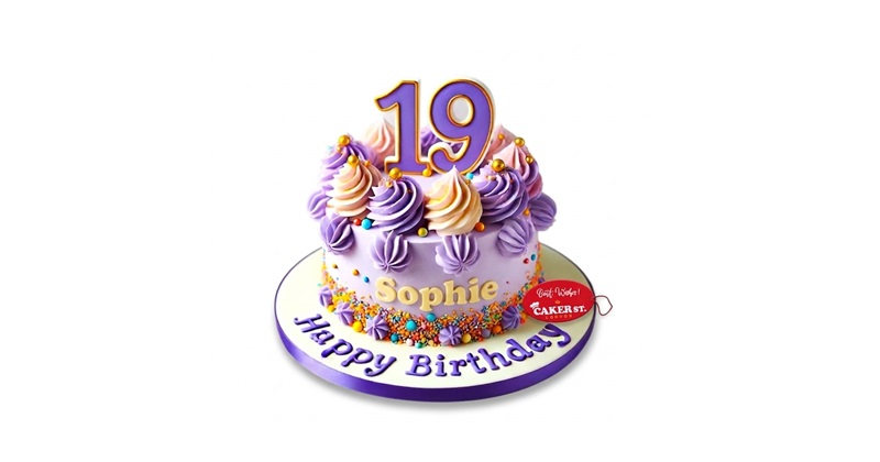Purple Swirls Birthday Cake For Her | UK Delivery