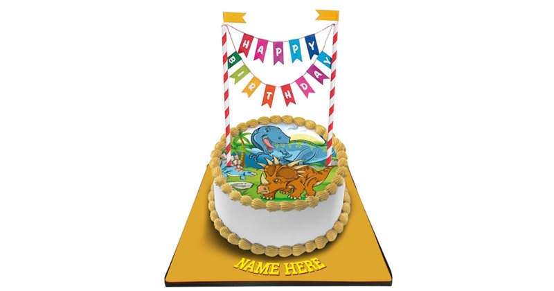 Dinosaur Cake with Happy Birthday Bunting