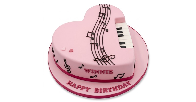 Pink Heart Music Theme Birthday Cake | Caker Street UK