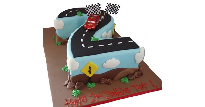 Number 2 car cake