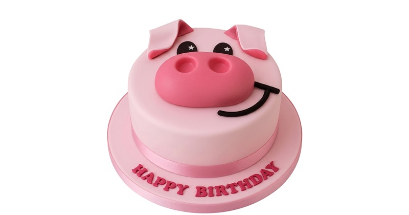 Pig Shape Birthday Cake