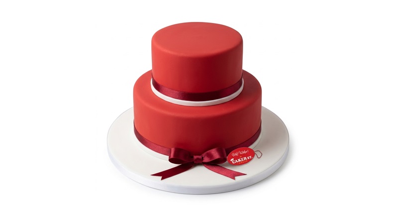 Poppy Red Plain iced cake, Decorate your own cake | Plain Iced Cake ...