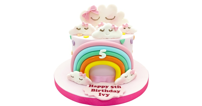 Rainbow and Cloud Themed Cake for Kids