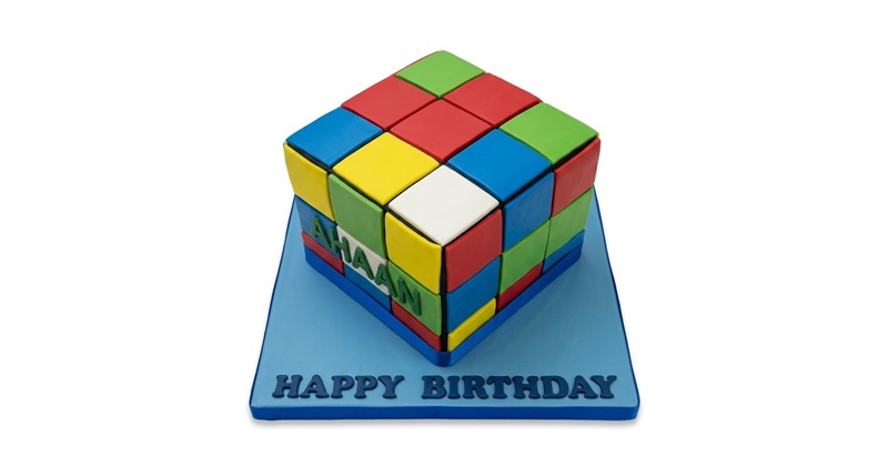 Rubik's Cube Birthday Cake | Personalised Puzzle Cake UK