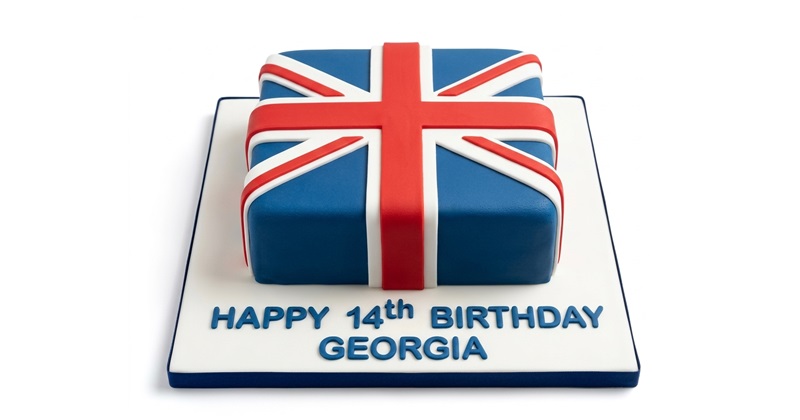 Union Jack Birthday Cake | Custom UK Flag Cake Delivery