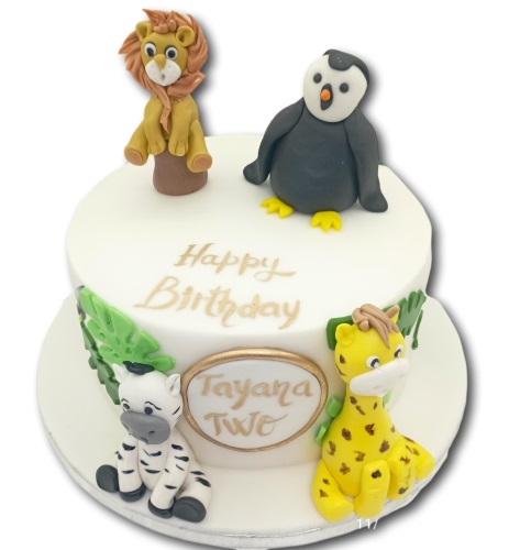 Jungle Animal Theme Kids Birthday Cake