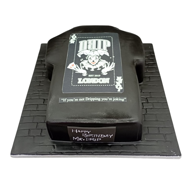 Black T shirt Shaped Birthday Cake