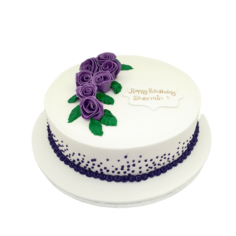 Purple Roses Topped Cake