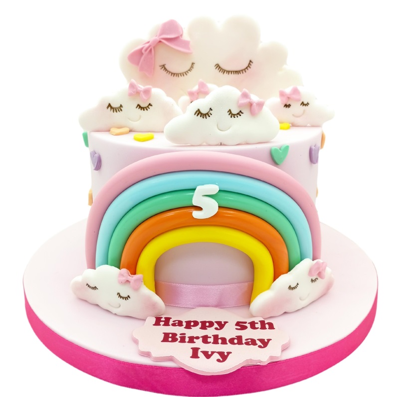 Rainbow and Cloud Themed Cake for Kids