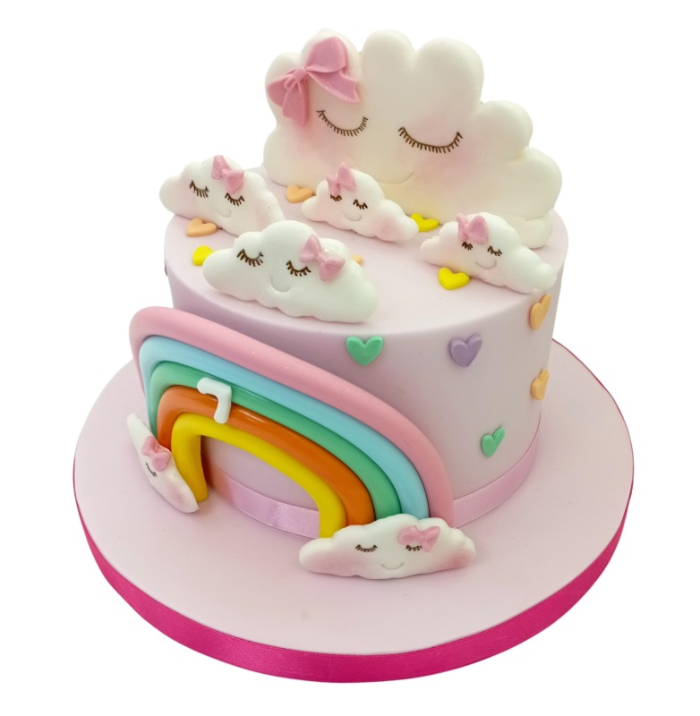 Rainbow and Cloud Themed Cake for Kids