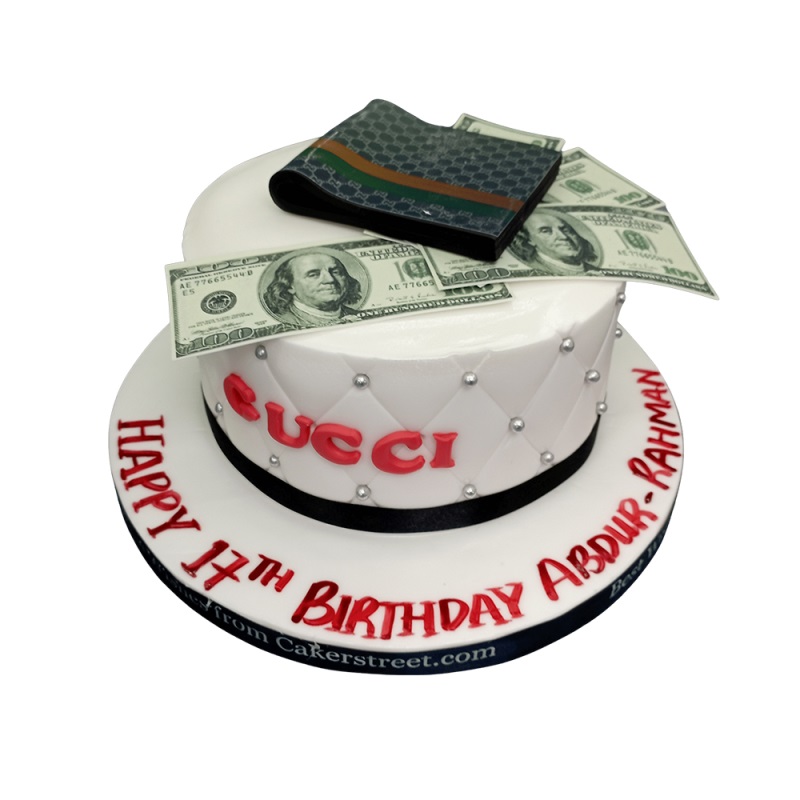 White Gucci Themed Cake
